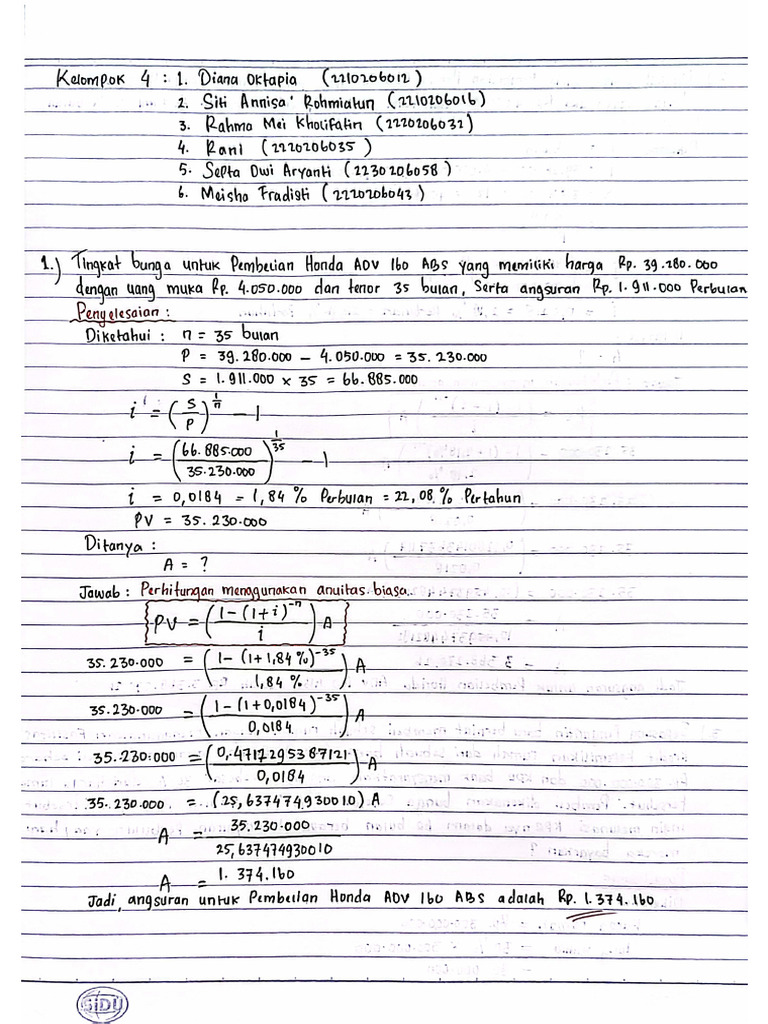 KEl. 4 MTK Keuangan | PDF