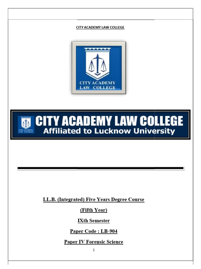 Forensic Science Unit-1 Notes Semester - IX | PDF | Supreme Courts ...