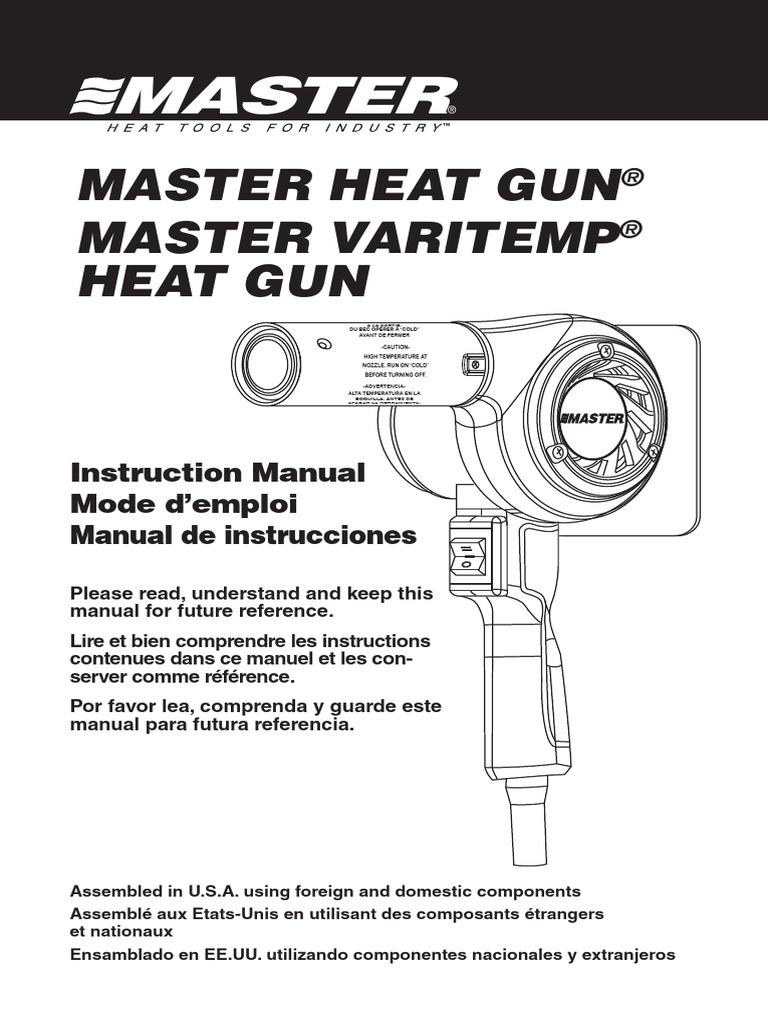 Master Heat Gun HG VT D Series Instruction Parts Manual Rev A | PDF