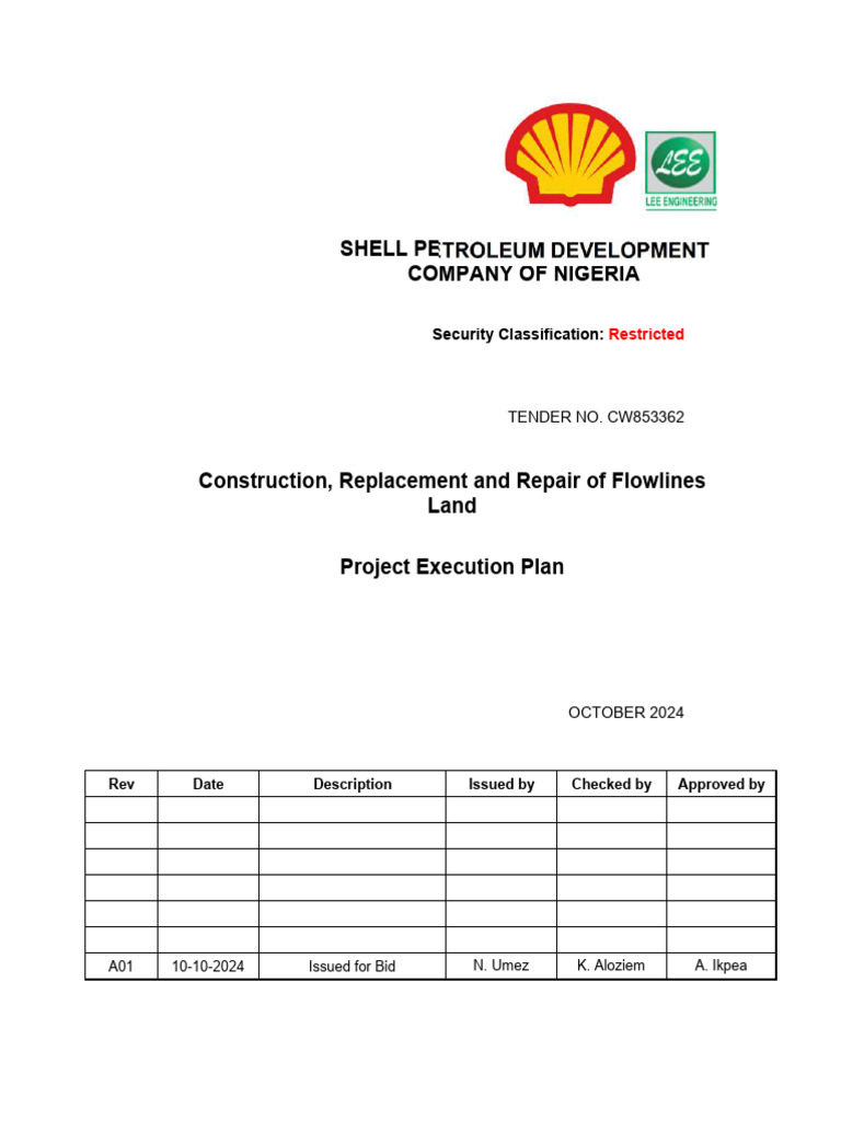 Project Execution Plan Replacement - and - Repair - of - Flowlines - in ...