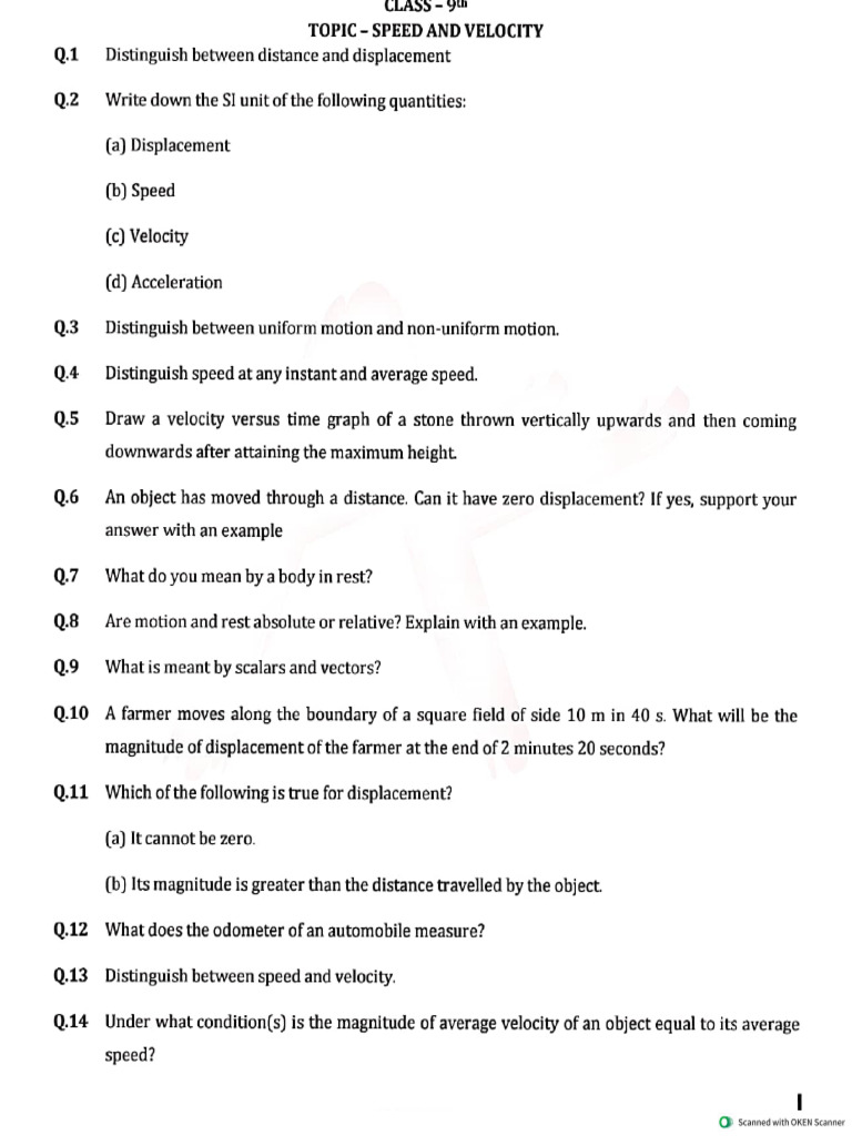 DPP - 06 Describing Motion Speed and Velocity NJ - 247 | PDF