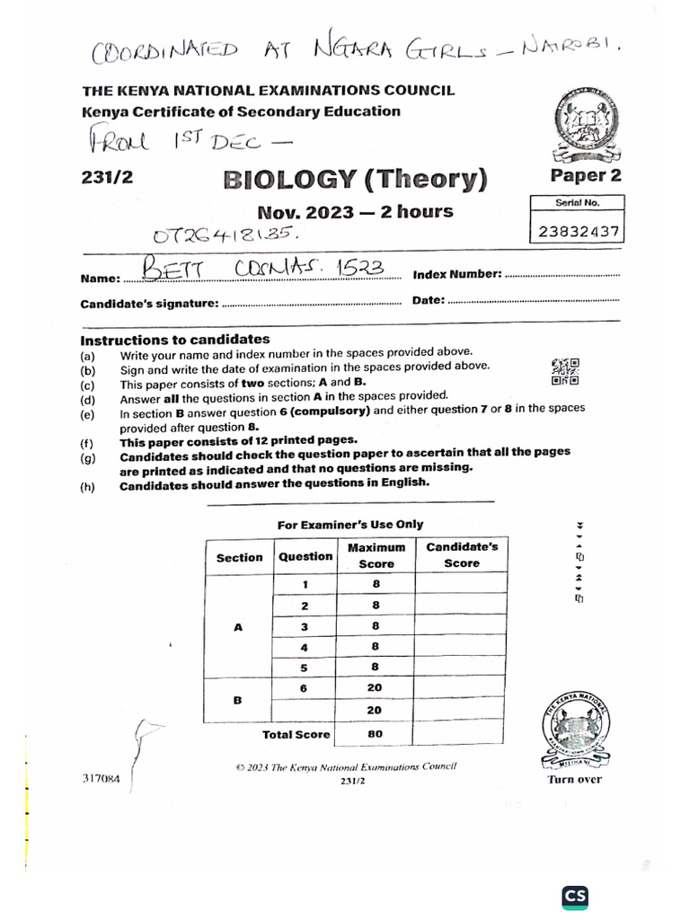 Kcse MS P2 2023 | PDF