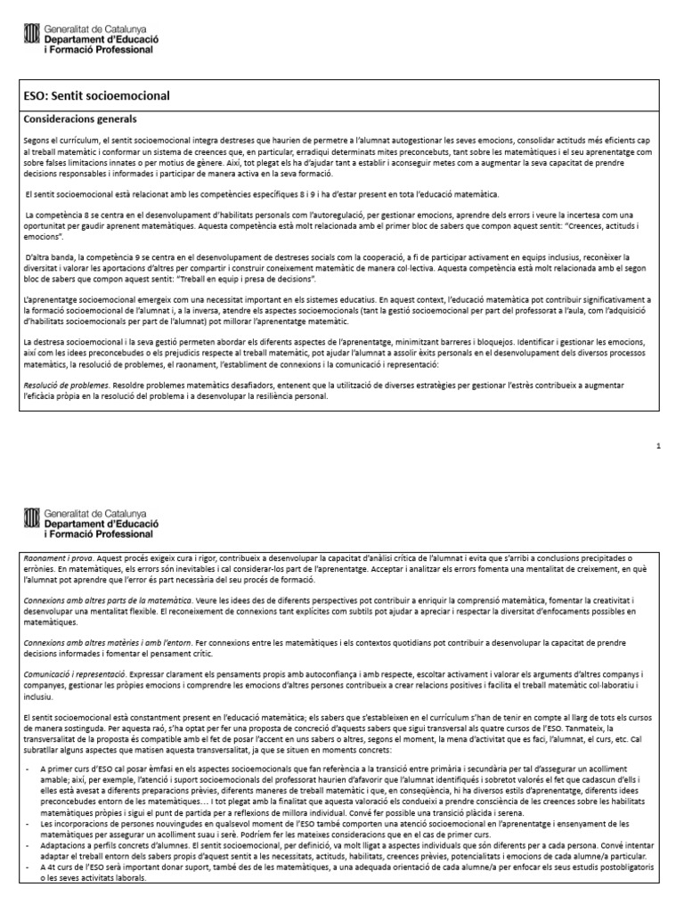 Mat Eso Sentit Socioemo | PDF