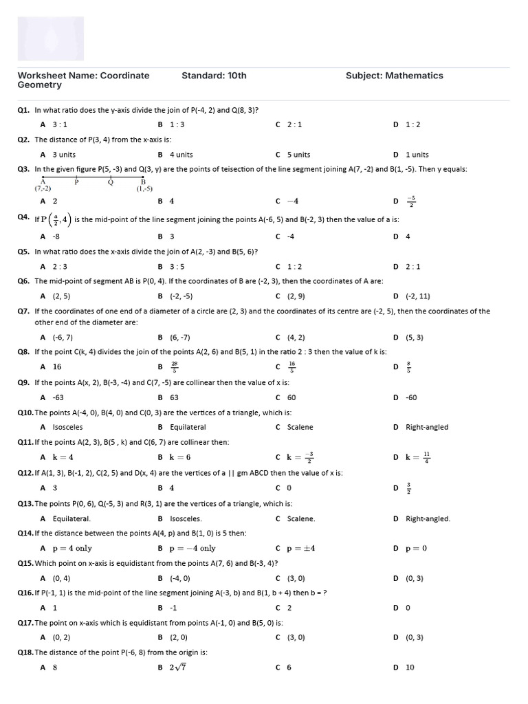 Chapter 7 Coordinate Geometry Class 10 | PDF | Triangle | Area