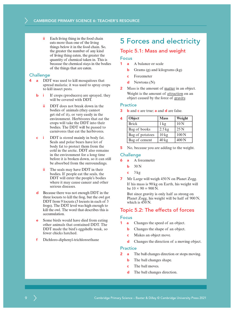 Unit 5 workbook answer key | PDF | Buoyancy | Weight