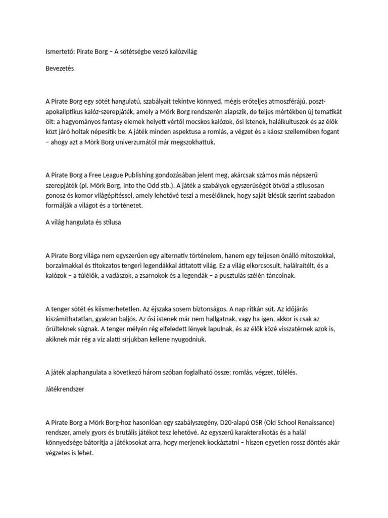 Pirate Borg - RPG Ismertető | PDF