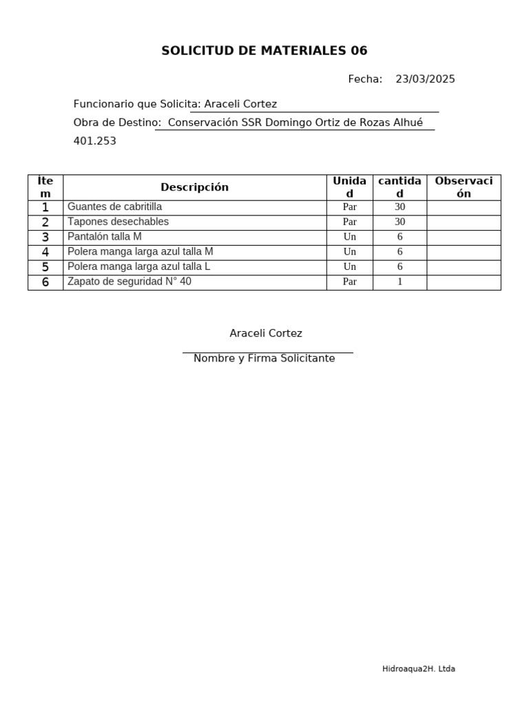 Registro Solicitud Epp 23-04-2025 | PDF