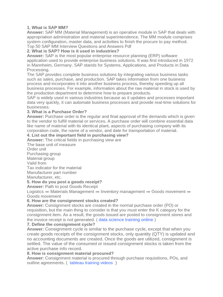 SAP MM Interview Ques | PDF | Enterprise Resource Planning | Business