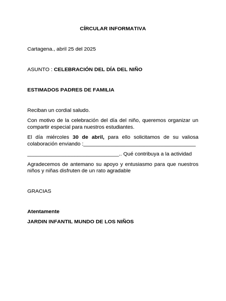 CÍRCULAR INFORMATIVA | PDF