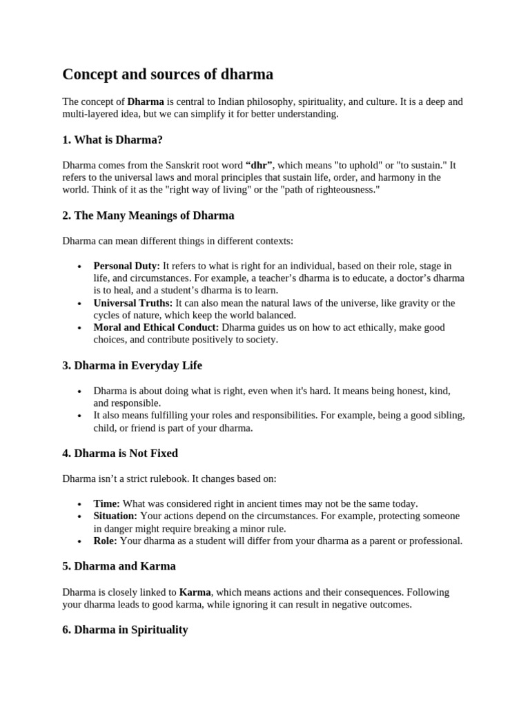 Concept and Sources of Dharma | PDF | Vedas | Dharma