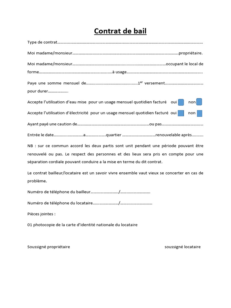 Modèle de contrat de bail simple | PDF
