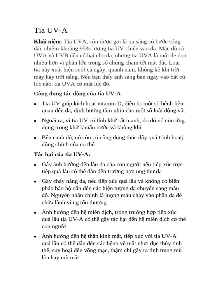 Tia UV-A, UV-B, UV-C | PDF