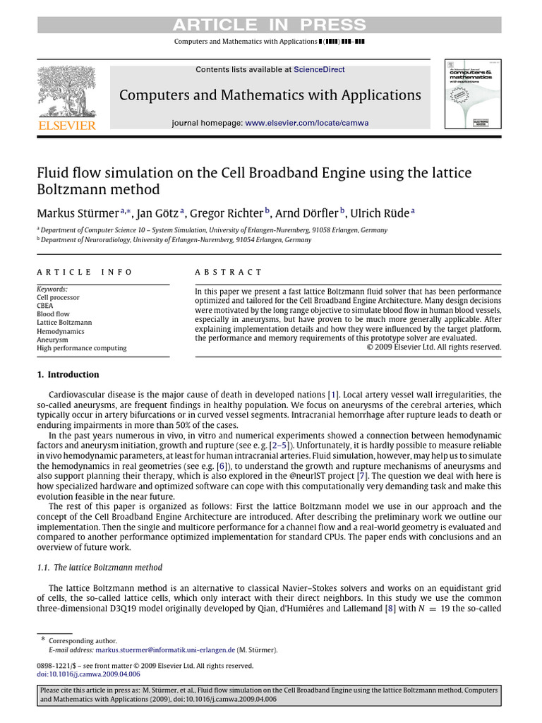 (2009) Fluid Flow Simulation On The Cell Broadband Engine Using LBM ...