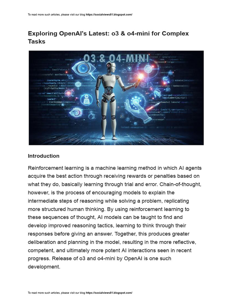 OpenAI's o3 & o4-mini: Advanced Reasoning Models | PDF | Artificial ...