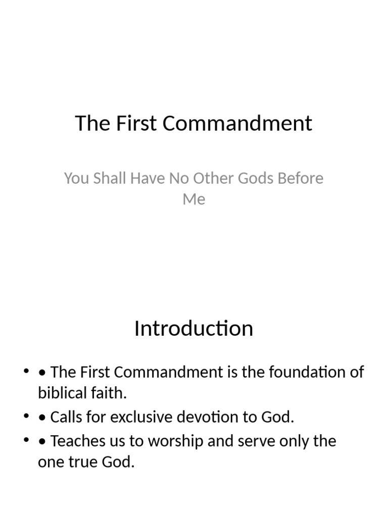 Understanding the First Commandment | PDF