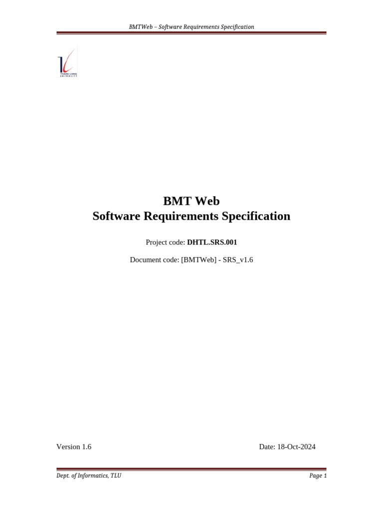 (BMTWeb) - SRS - v1.6 | PDF | Icon (Computing) | Use Case