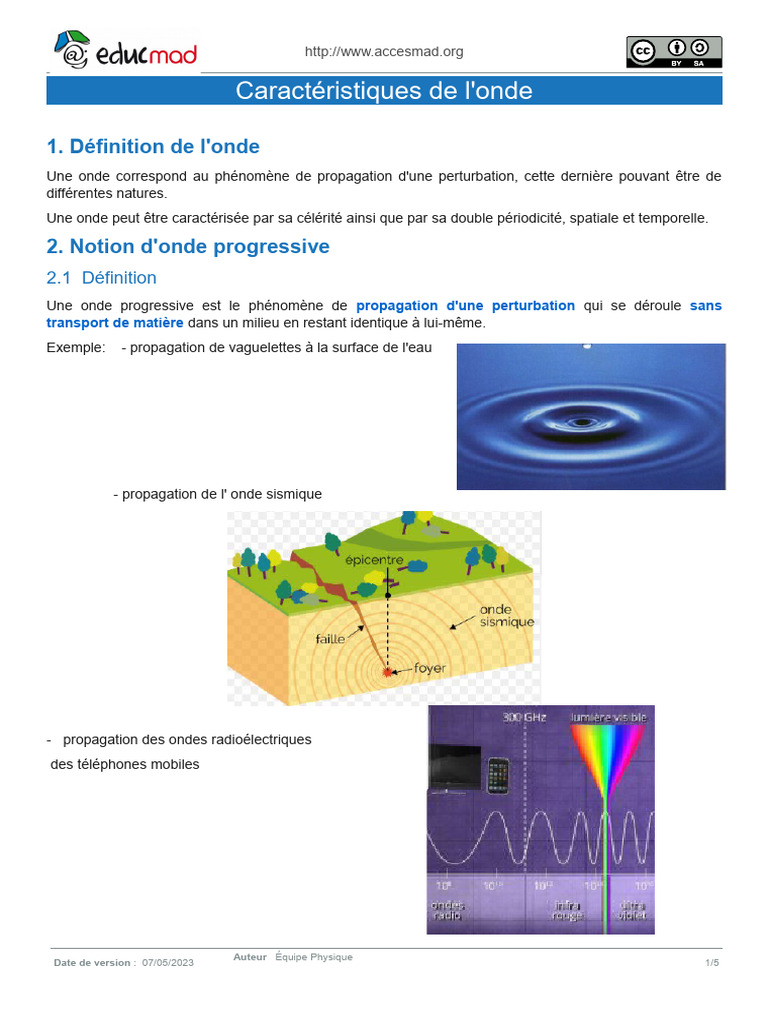 Caractéristiques des ondes progressives | PDF | Vagues | Longueur d'onde