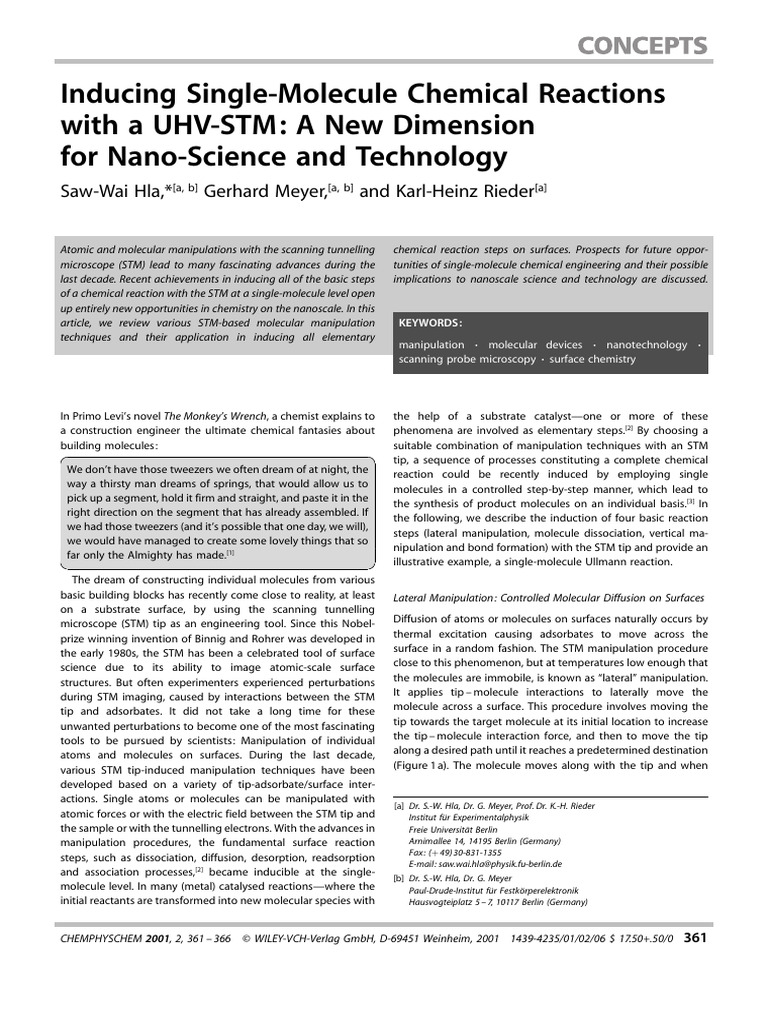 Single-Molecule Reactions via STM | PDF | Scanning Tunneling Microscope ...