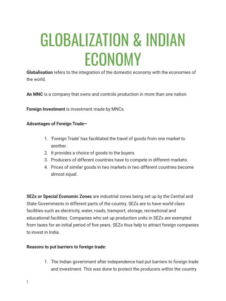 Globalization & Indian Economy | PDF | Globalization | Multinational Corporation