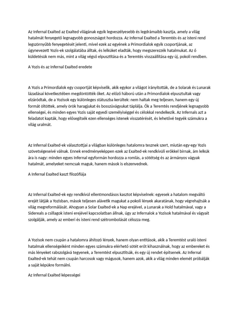 Infernal Exalted Ismertető | PDF
