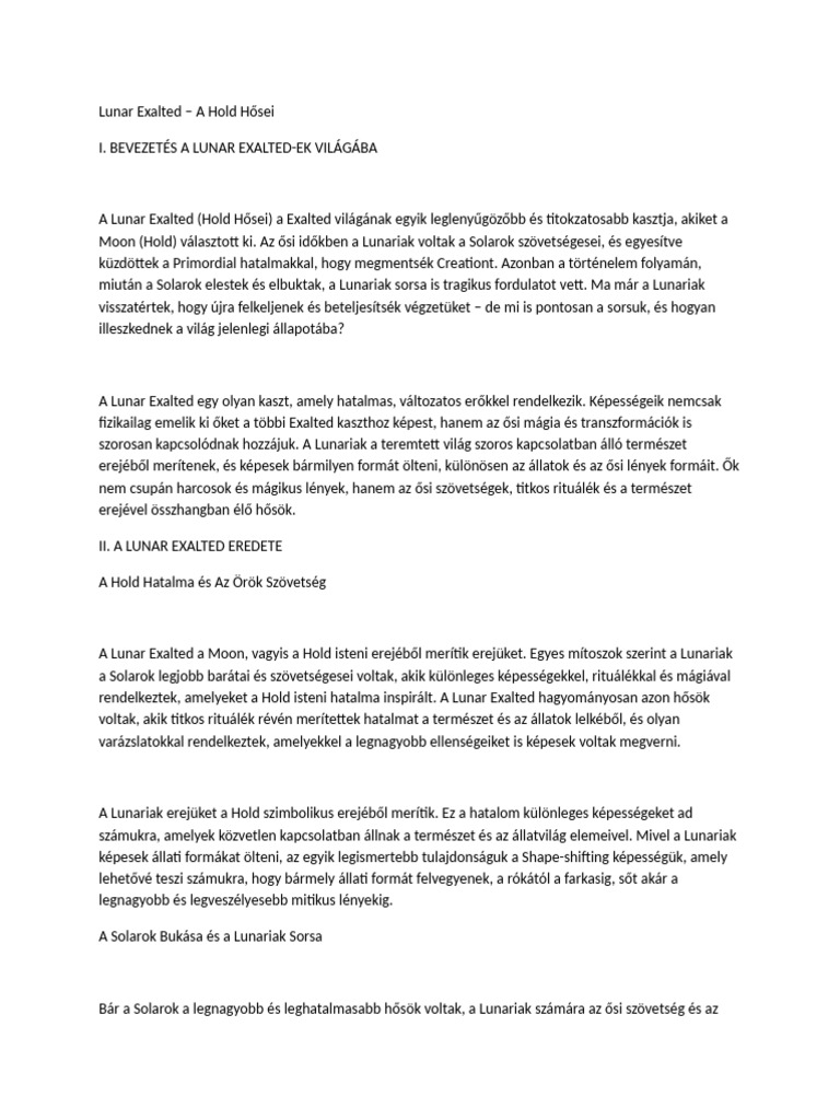 Lunar Exalted - Ismertető | PDF