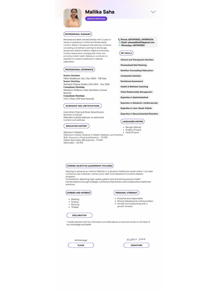 Mallika Saha Resume | PDF