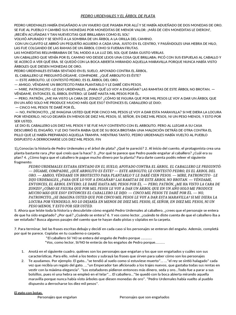 Pedro Urdemales y El Árbol de Plata | PDF