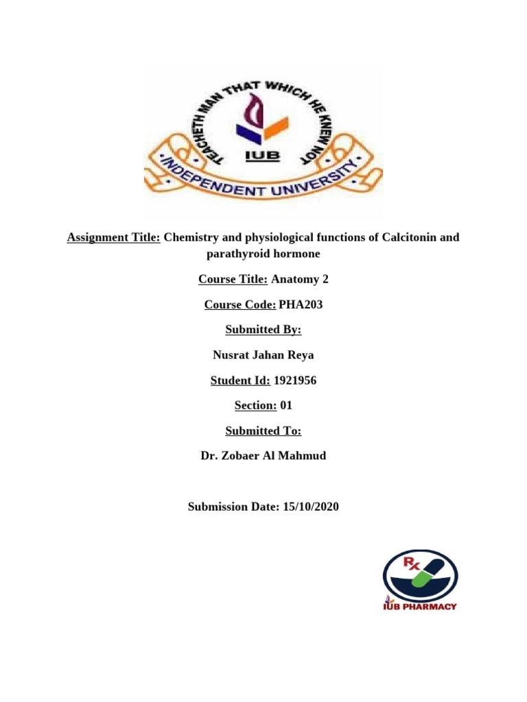 Anatomy2 Assignment,id-1921956 | PDF | Endocrine System | Cell Biology