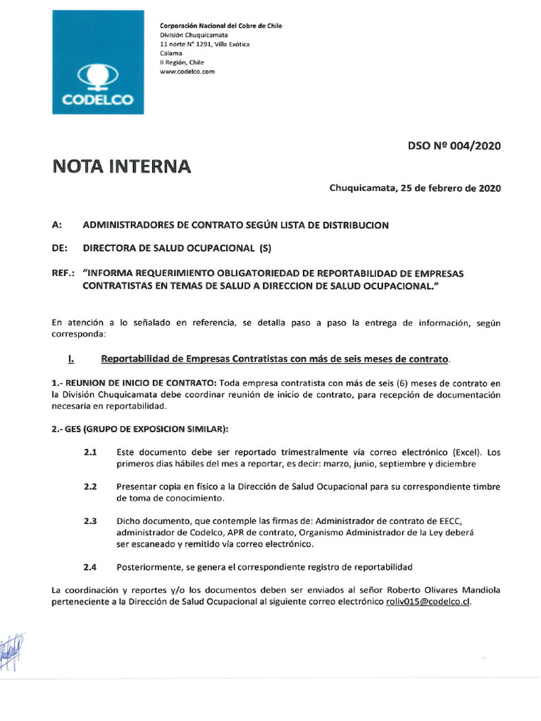 2.-DSO 004-2020 Nota Interna de reportabilidad EECC 2020 | PDF