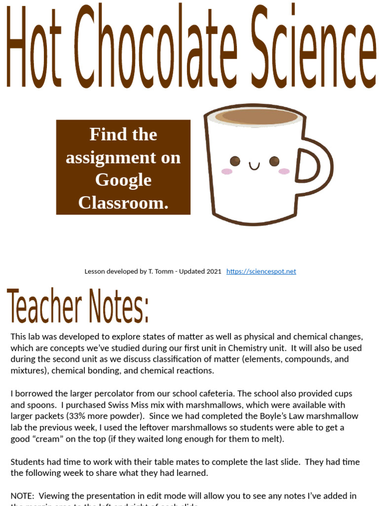 Hot Cocoa and Marshmallow Science Lab | PDF | Marshmallow | Chocolate
