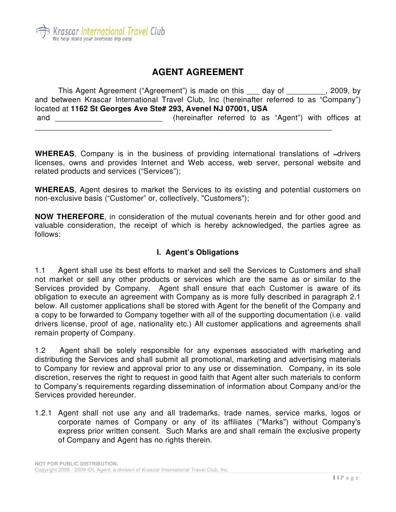 Agent Agreement | PDF