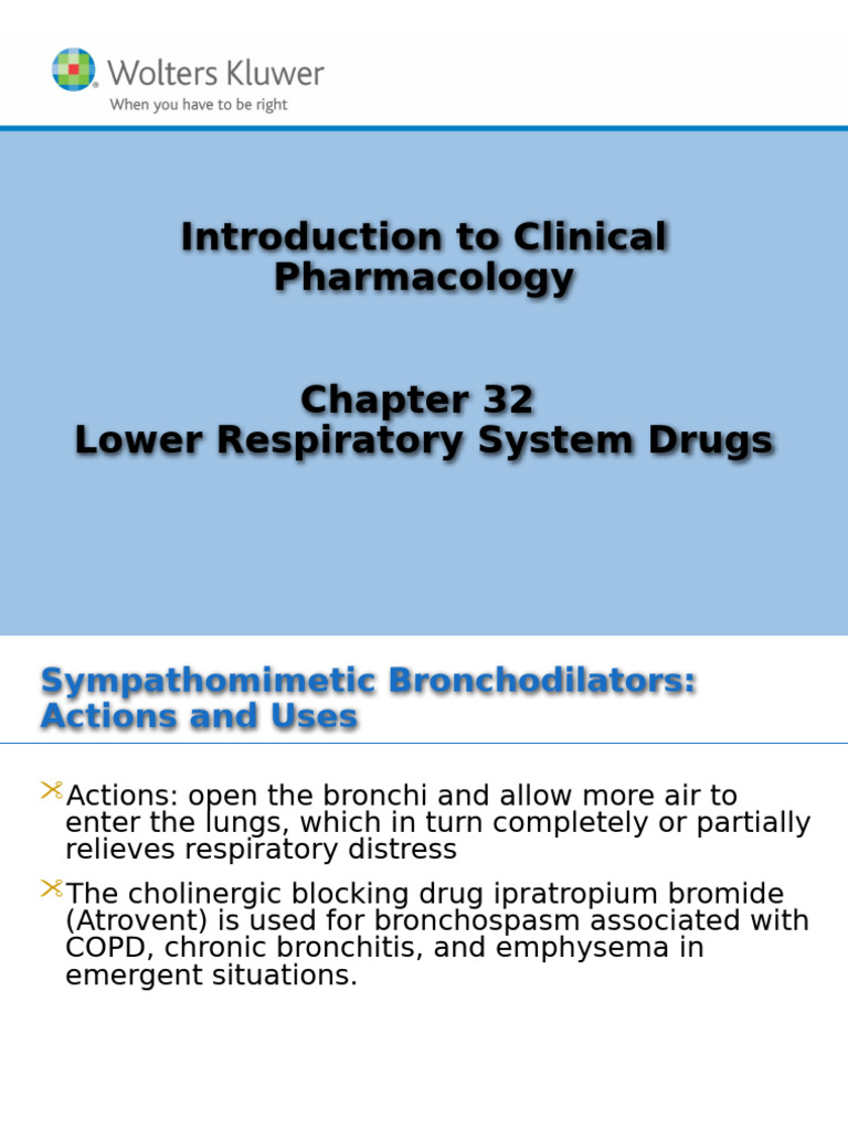 Respiratory Pharmacology PPT ch32 | PDF | Asthma | Diseases And Disorders