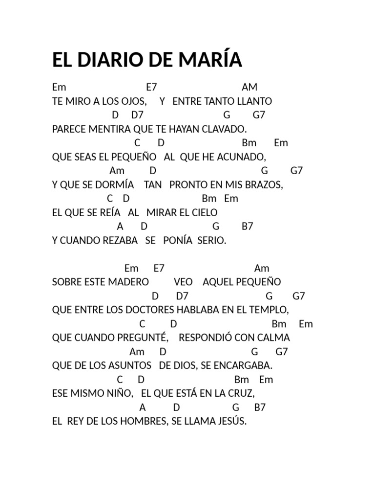 Letra de El Diario de María | PDF