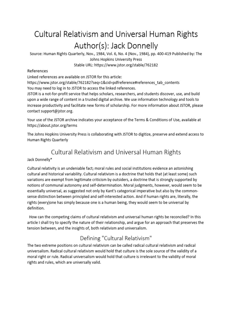 Cultural Relativism vs. Universal Rights | PDF | Human Rights | Relativism