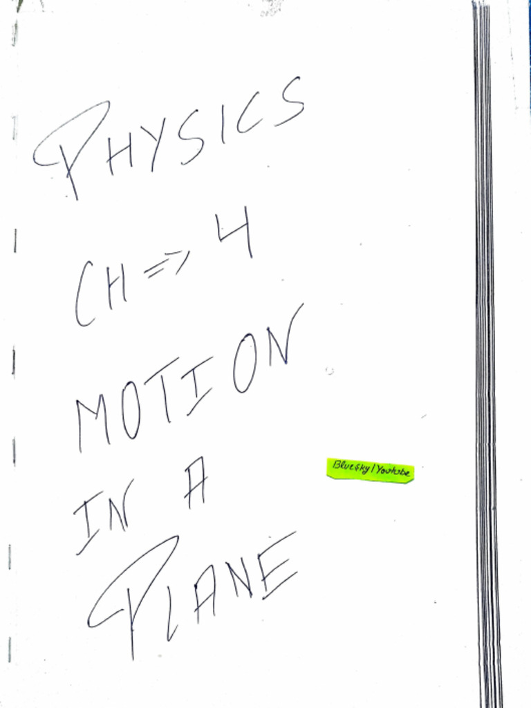 Motion in A Plane Class 11 Physics Revision Notes Blue Sky | PDF
