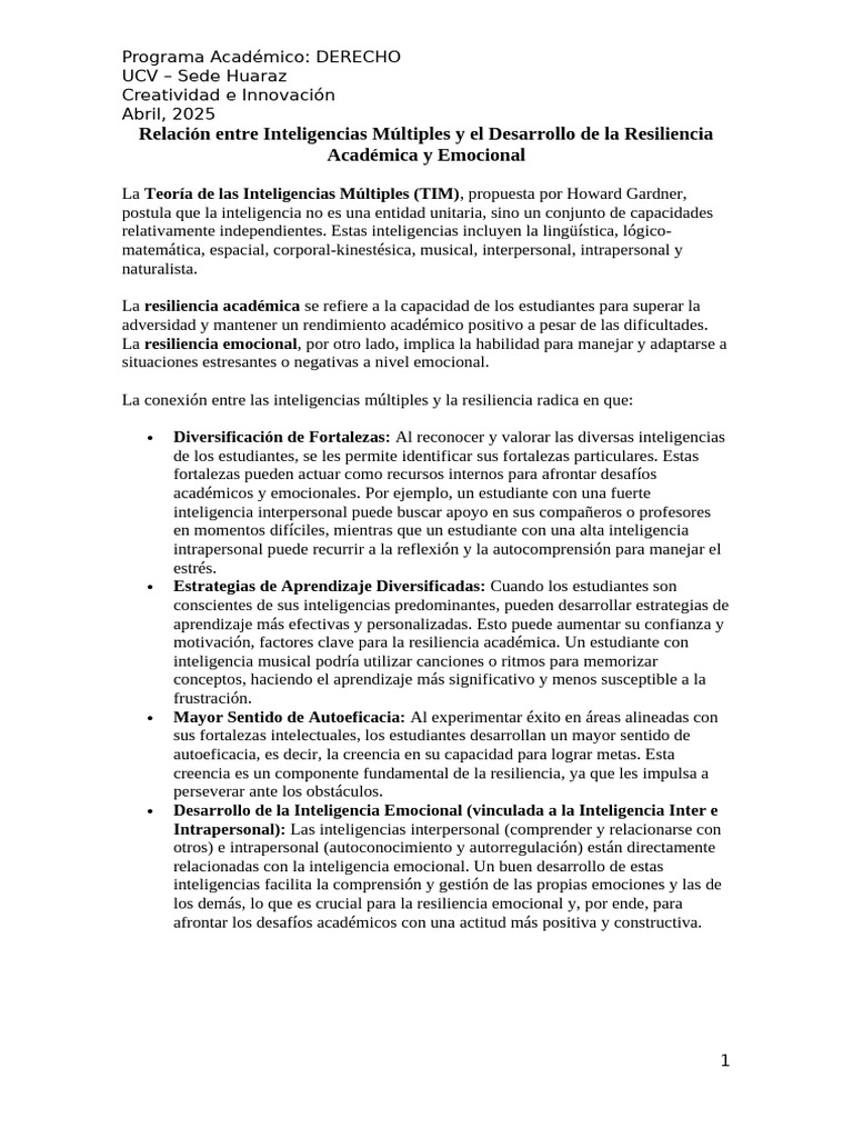 Lectura Obligatoria - Relación Entre Inteligencias Múltiples y ...