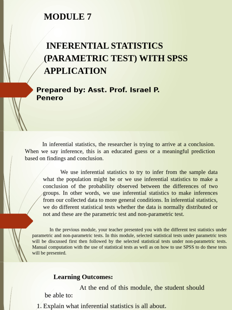 7inferential Statistics Parametric Test | PDF | Student's T Test ...