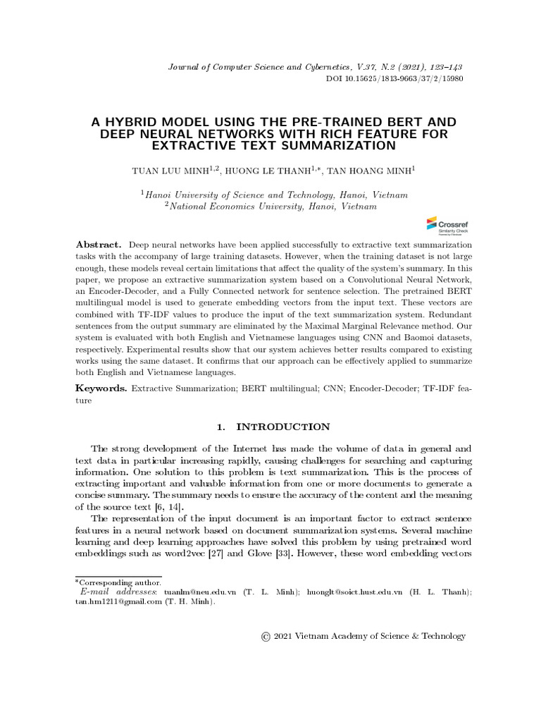 A Hybrid Model Using The Pre Trained Ber | PDF | Learning | Cognitive ...