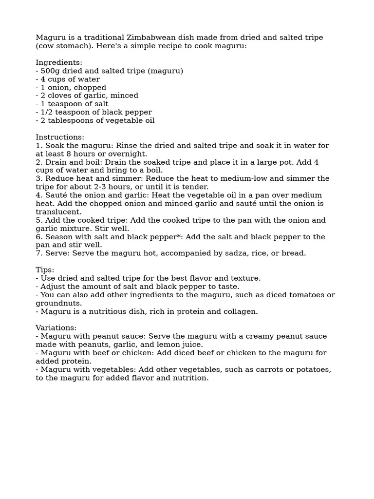 Cooking Maguru With Lewis | PDF