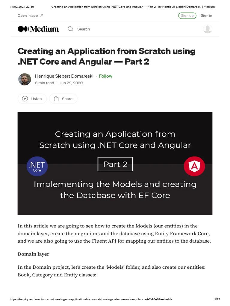 Creating An Application From Scratch Using .NET Core and Angular - Part 2 - by Henrique Siebert ...