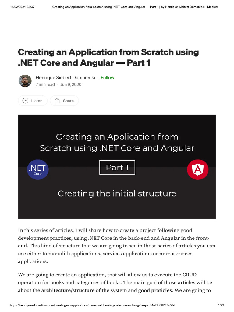 Creating an Application from Scratch using .NET Core and Angular — Part 1 _ by Henrique Siebert ...