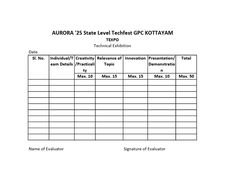 AURORA '25 Techfest Evaluation Criteria | PDF