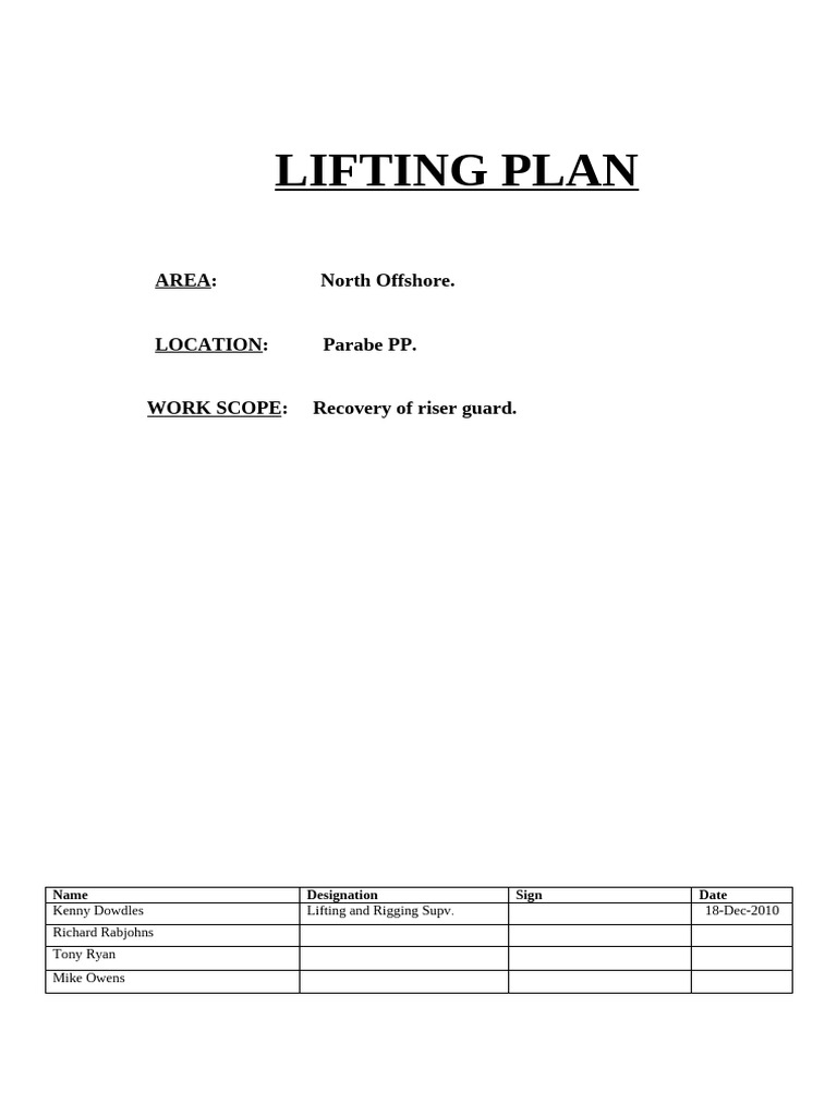 Lifting Plan Template | PDF | Crane (Machine)
