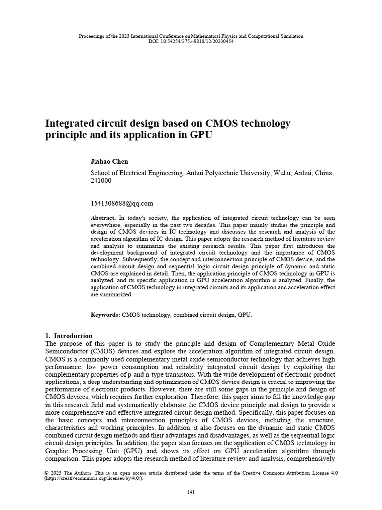 Integrated Circuit Design Based On CMOS Technology | PDF | Cmos | Logic ...