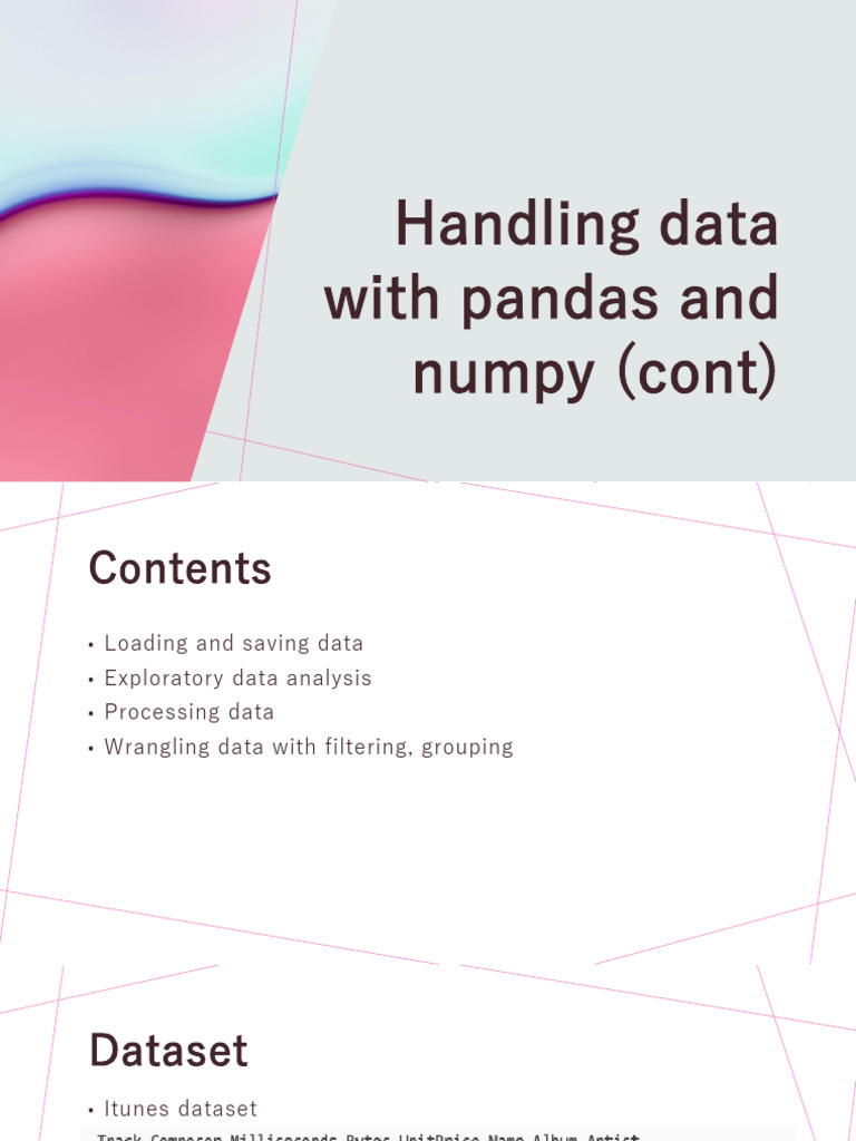 Pandas Numpy Handing Data | PDF | Microsoft Excel | Comma Separated Values