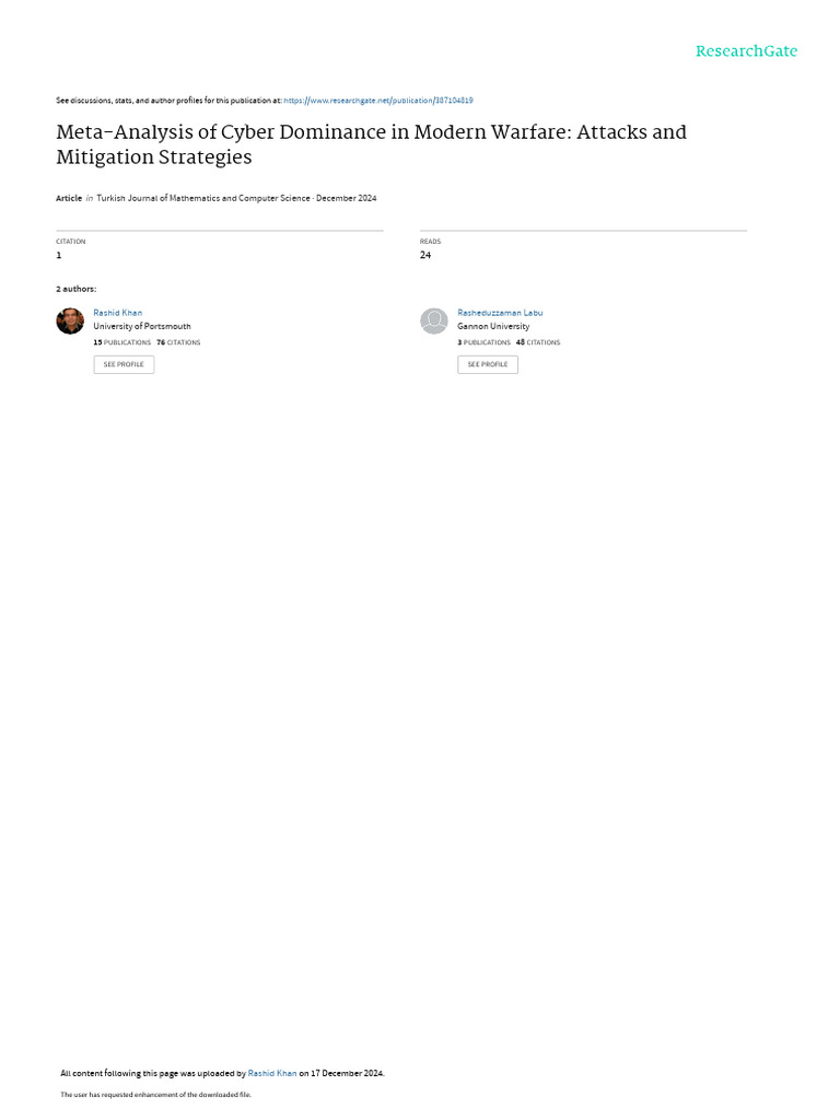 Meta Analysis of Cyber Dominance in Modern Warfare Attacks and ...