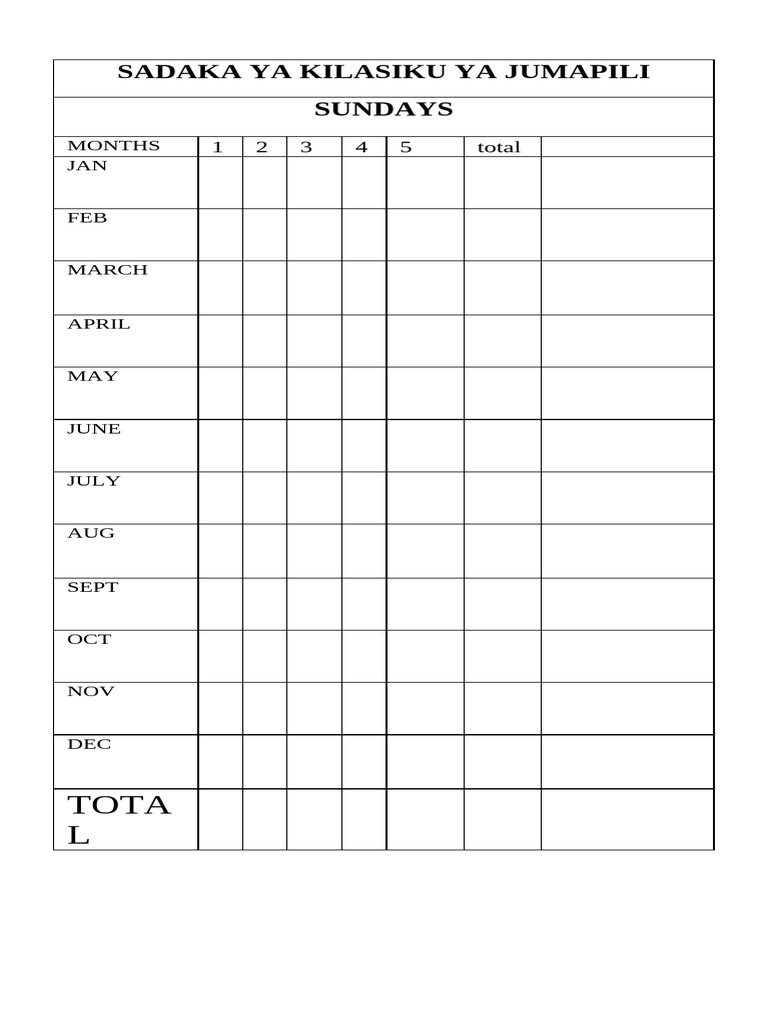 Monthly Tithing Record for Churches | PDF
