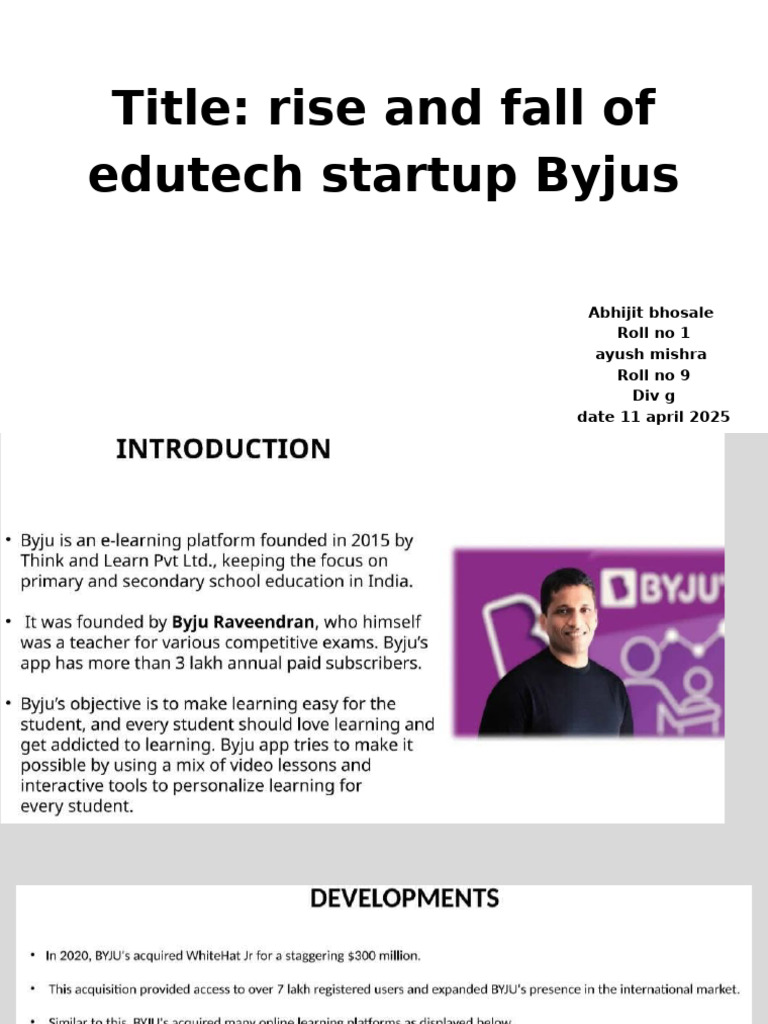 Title Rise and Fall of Edutech Startup Byjus - 20250410 - 205748 - 0000 ...