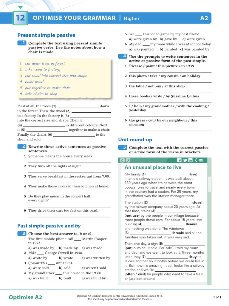OPT A2 U12 Grammar Higher | PDF | Syntax | Grammar