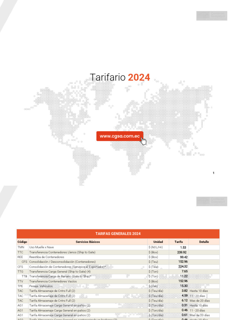Tarifas 2024 1 | PDF | Envío | Transporte de mercancías